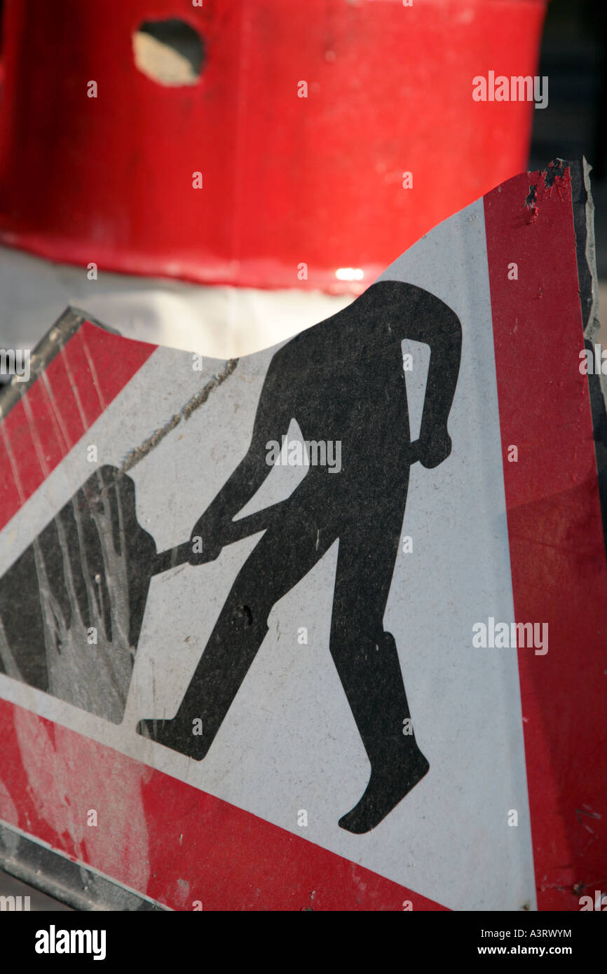 broken roadworks sign Stock Photo - Alamy