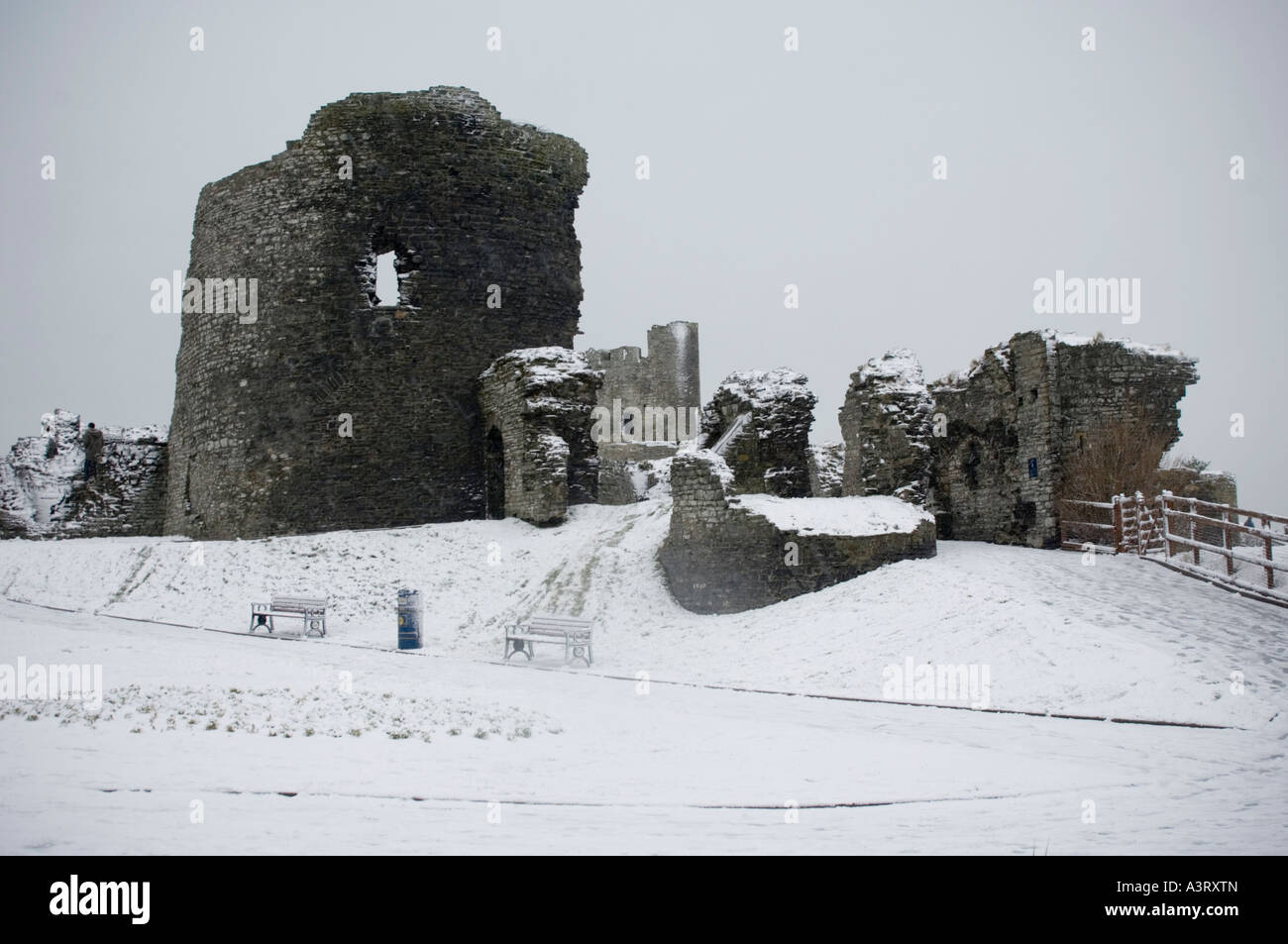 Aberystwyth castle covered in snow, Wales UK, winter scene Stock Photo ...
