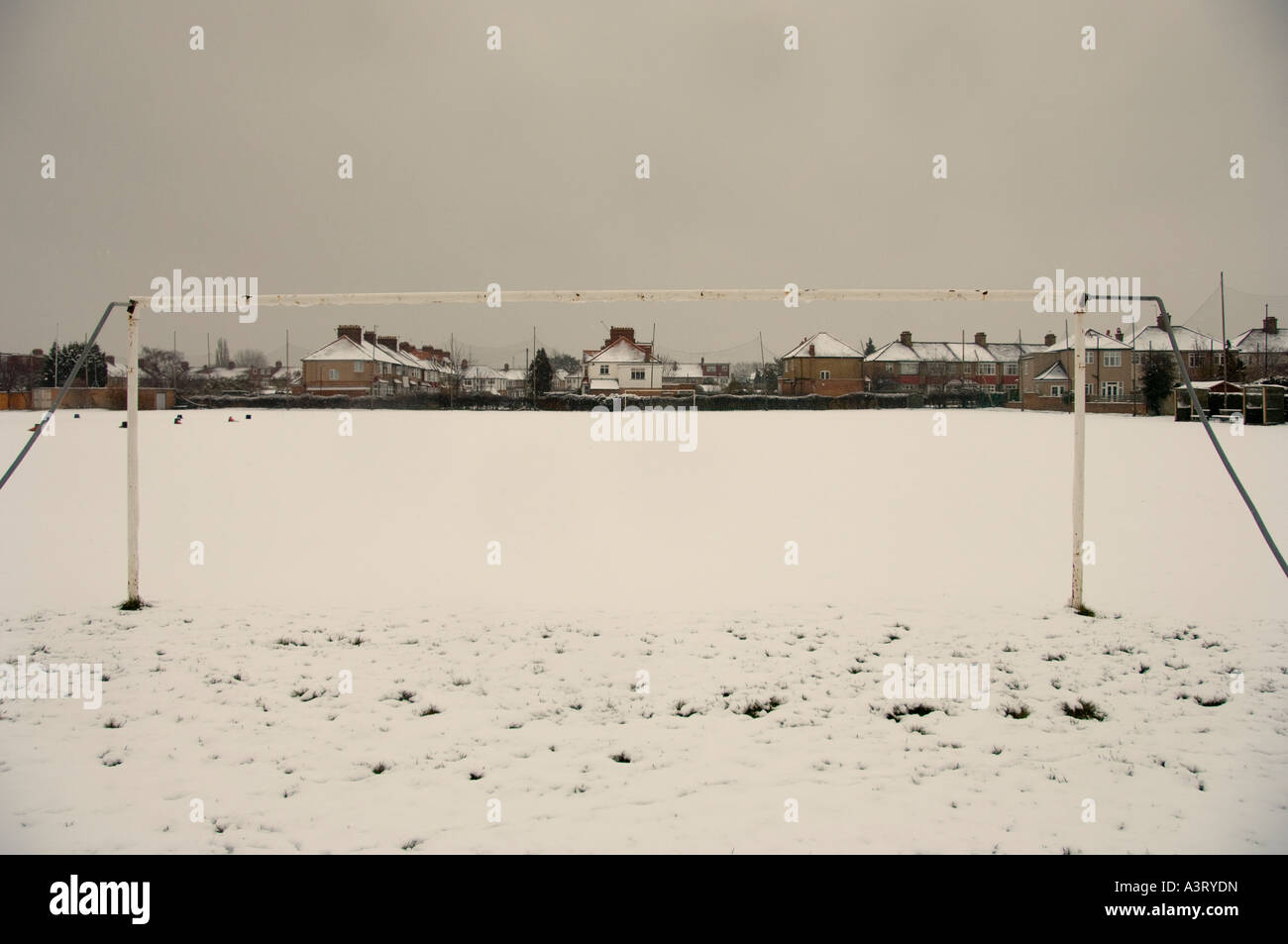 Frozen snow covered football pitch hi-res stock photography and images ...