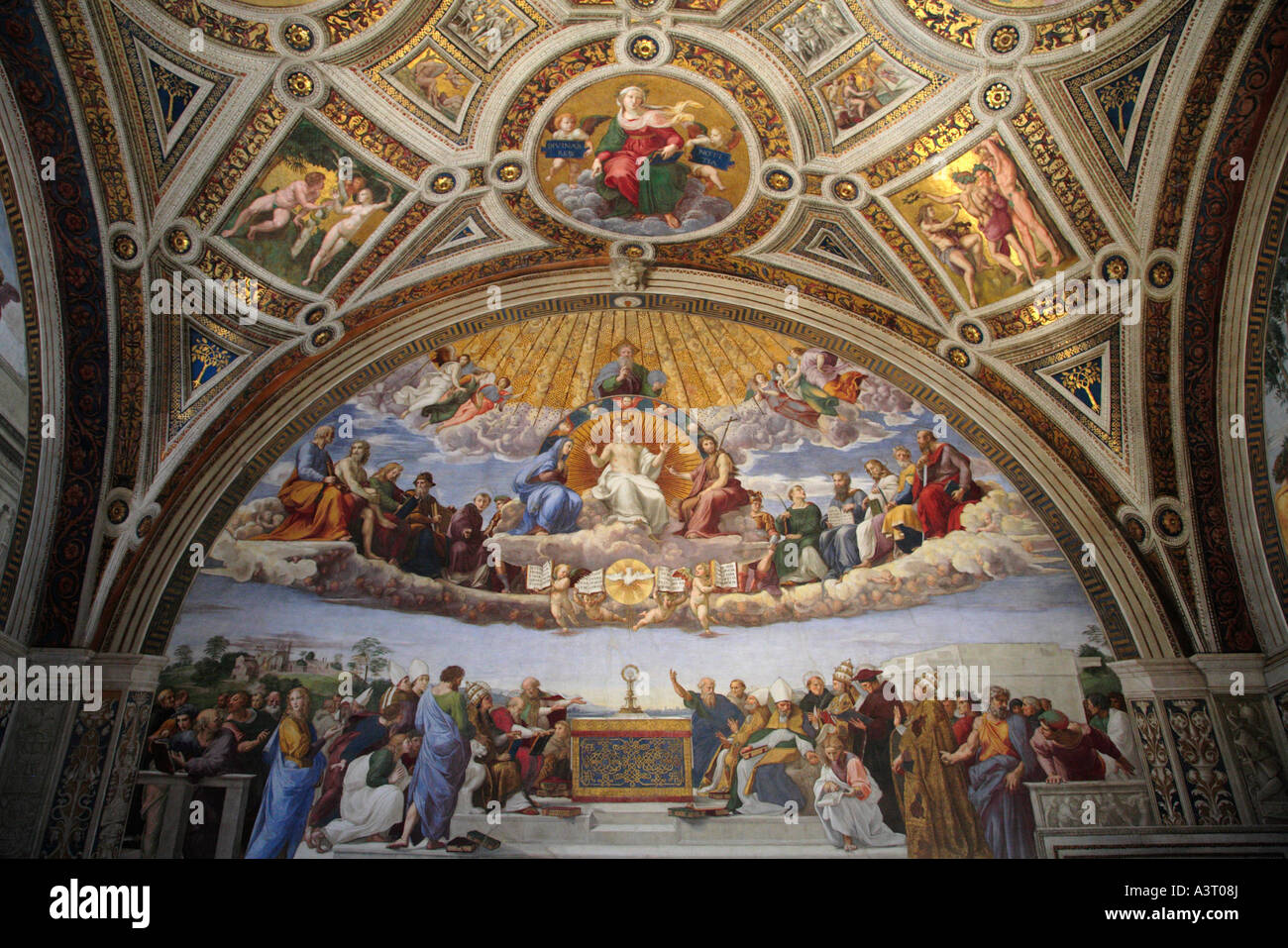 Wall and Ceiling of the Room of the Segnatura Vatican Museum Rome Italy ...