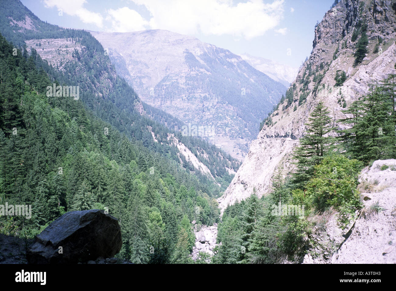 View along a section of Sangla valley outside Sangla village, HP India ...