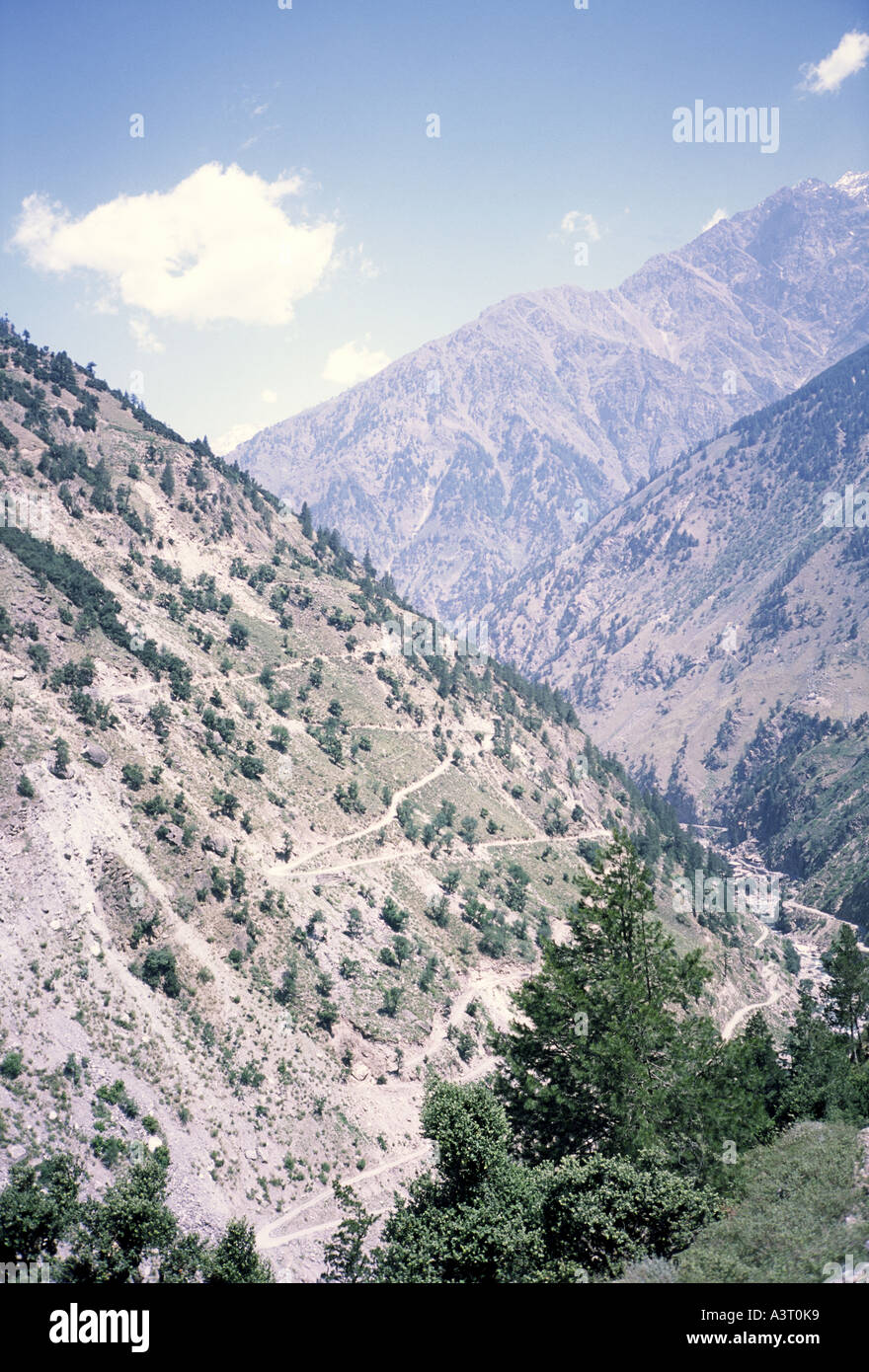View along a section of Sangla valley outside Sangla village, HP India ...