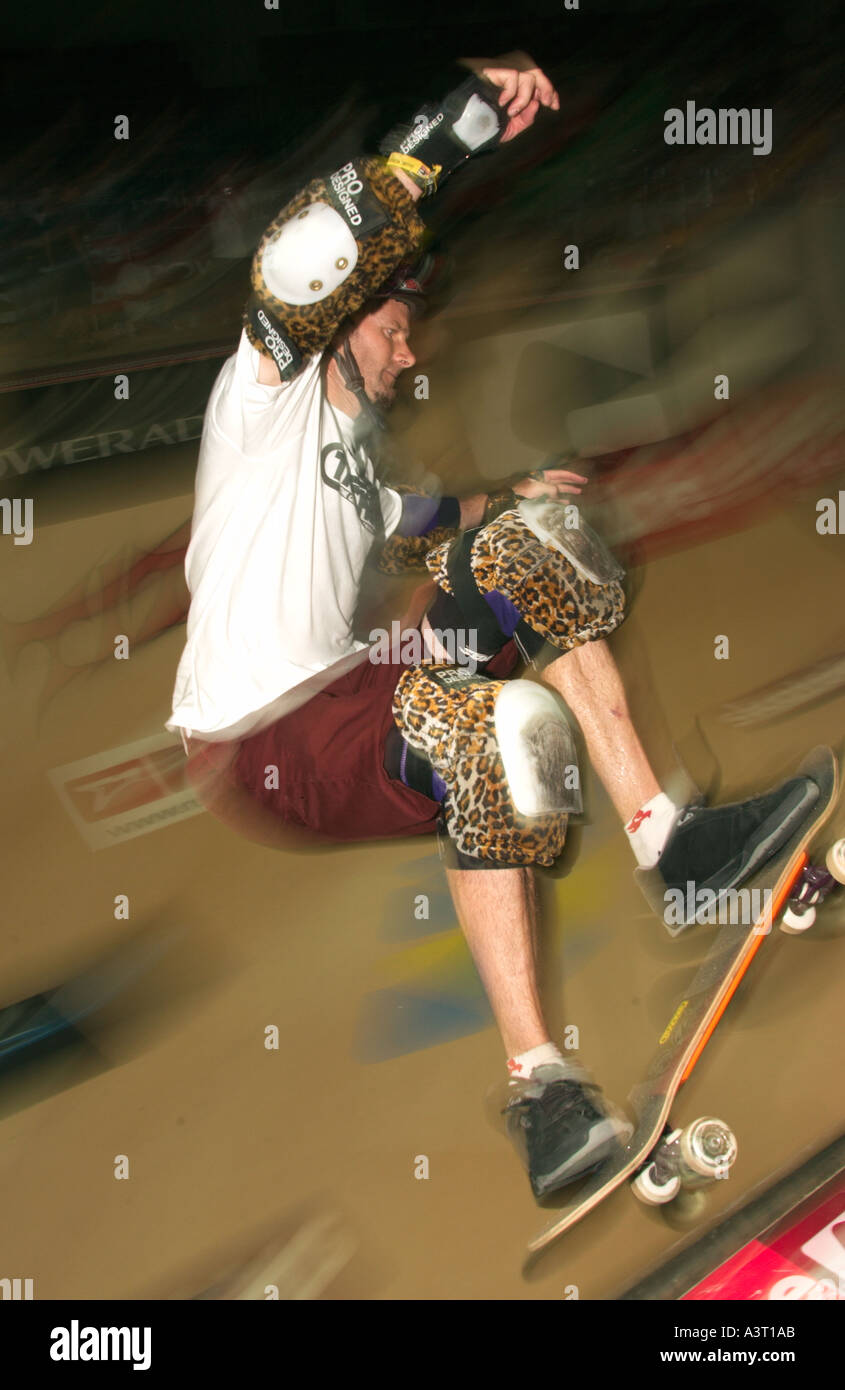 Skater on a halfpipe ramp at a skateboarding event in Dortmund Germany ...