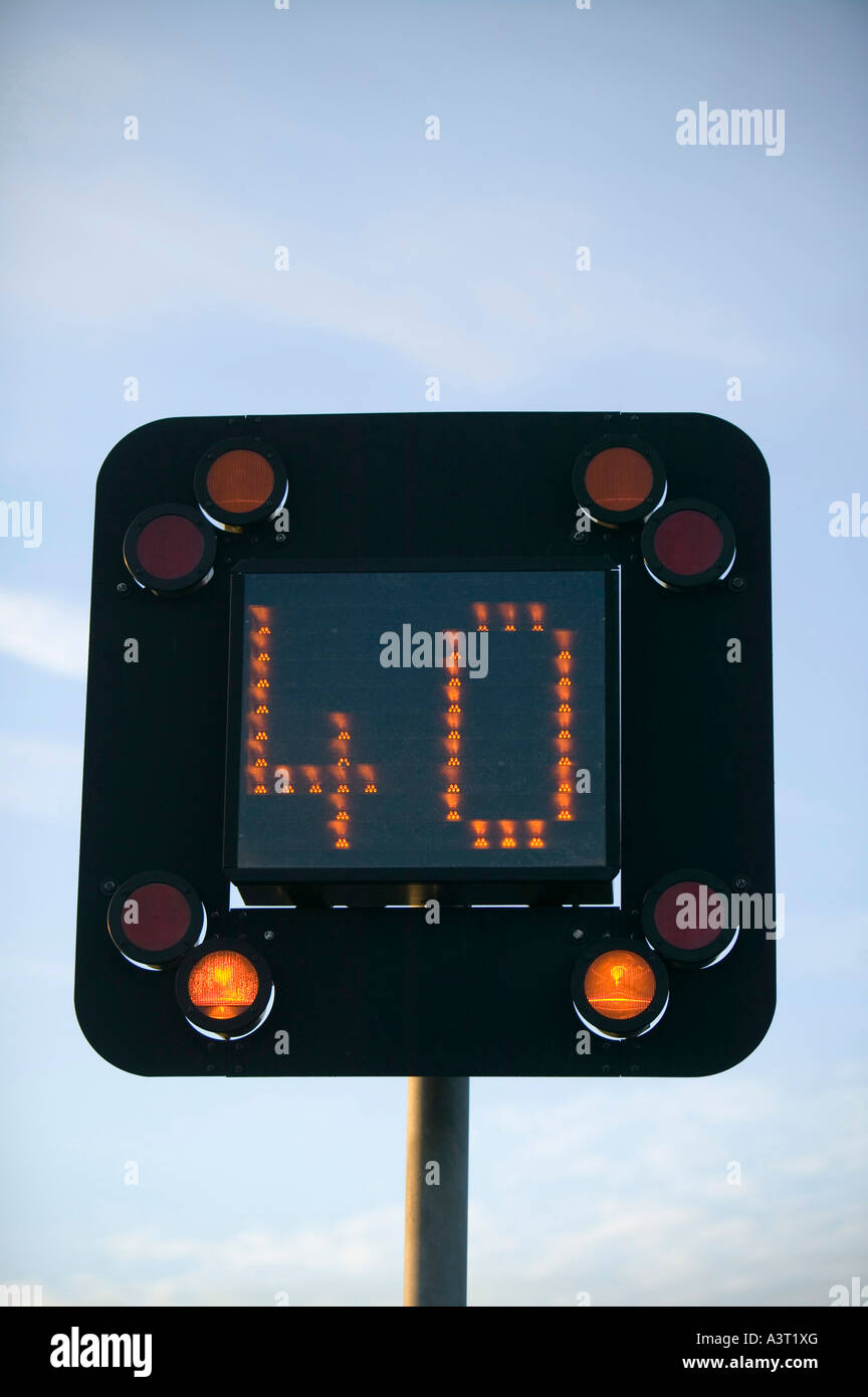 a warning sign on the motorway, Manchester, UK Stock Photo - Alamy