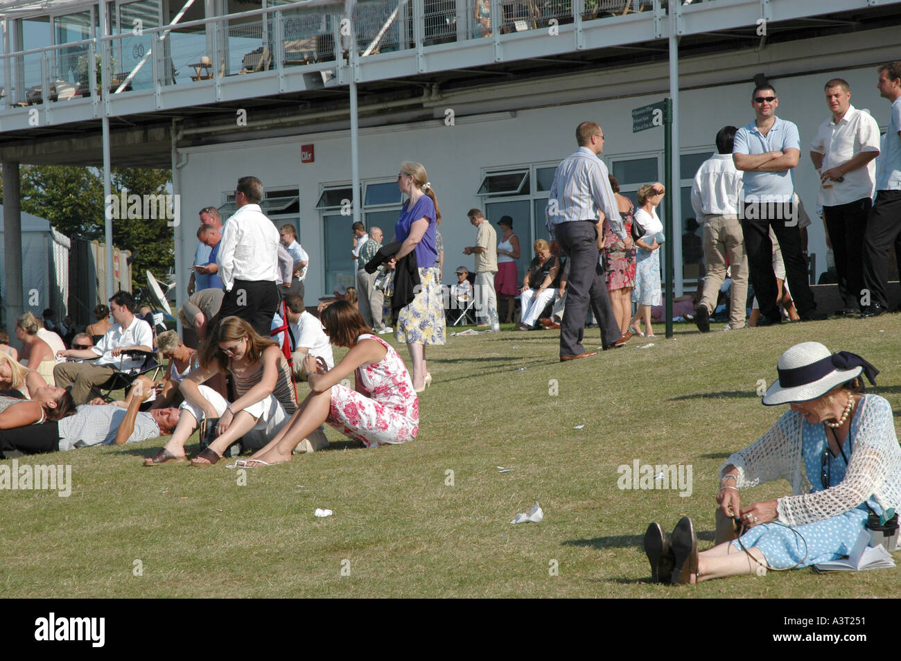 Horse race racing crowd scene Stock Photo - Alamy