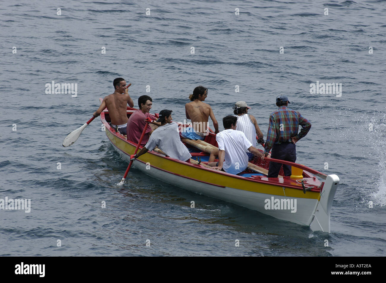 TRaditional Azorean rowing boat Horta Faial Island Azores Portugal ...