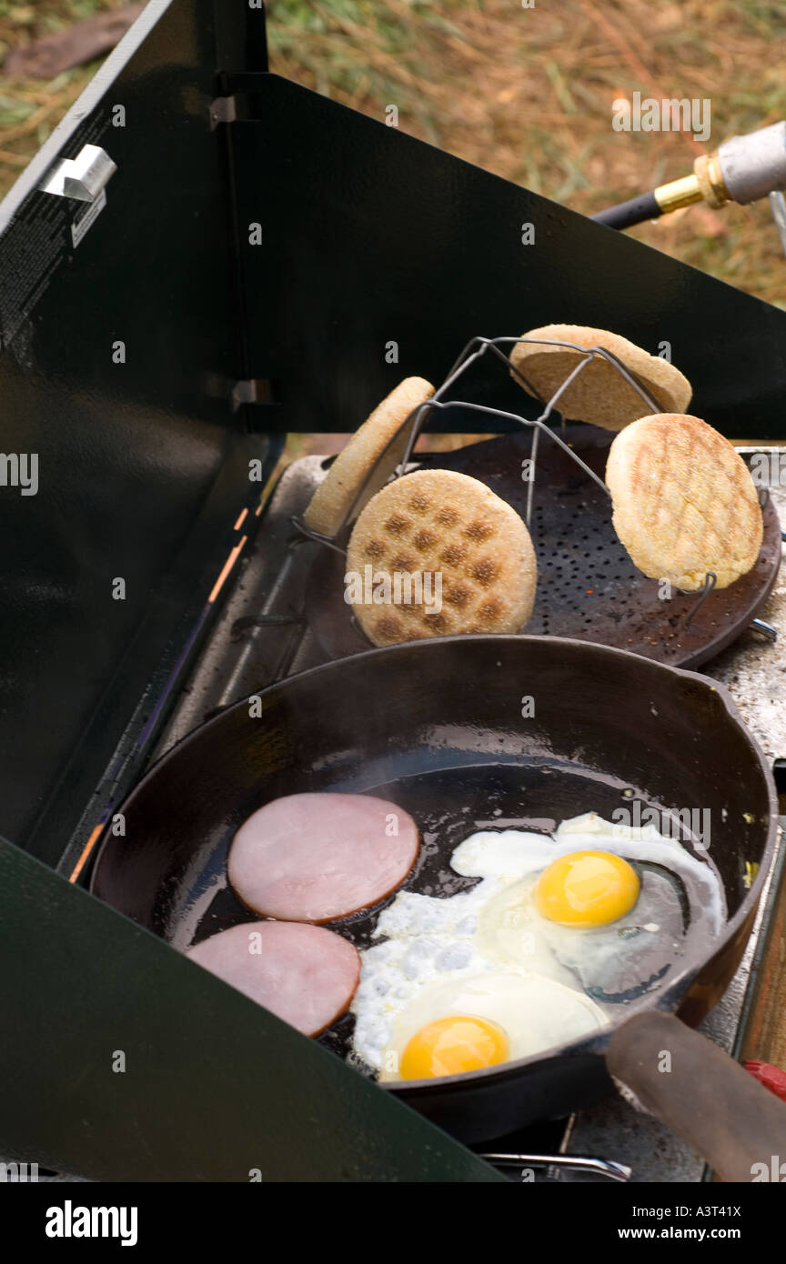 Breakfast sandwiches at hunting camp near Gwinn Michigan Stock Photo ...