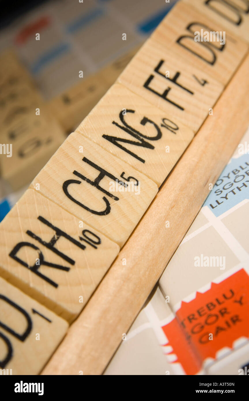 WELSH language version of scrabble word board game showing double ...