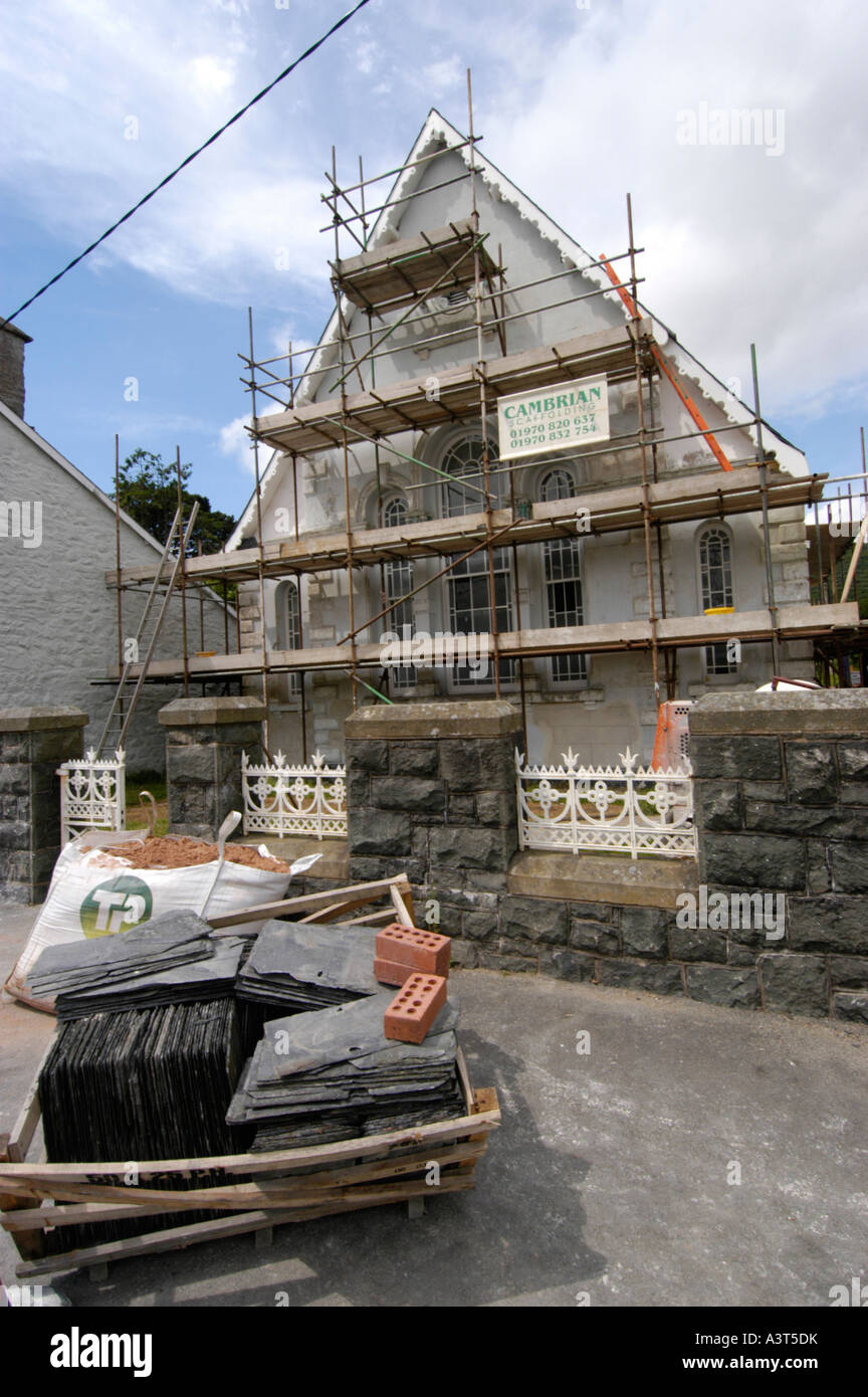 Calvinistic methodist Chapel covered in scaffolding being repaired re ...