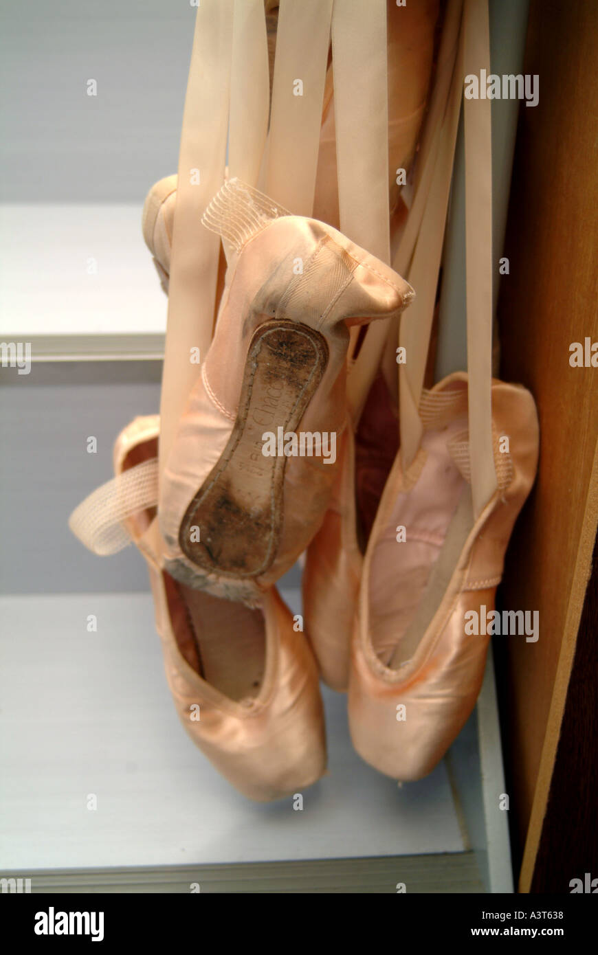 Ballet shoes hanging on a rail Stock Photo - Alamy