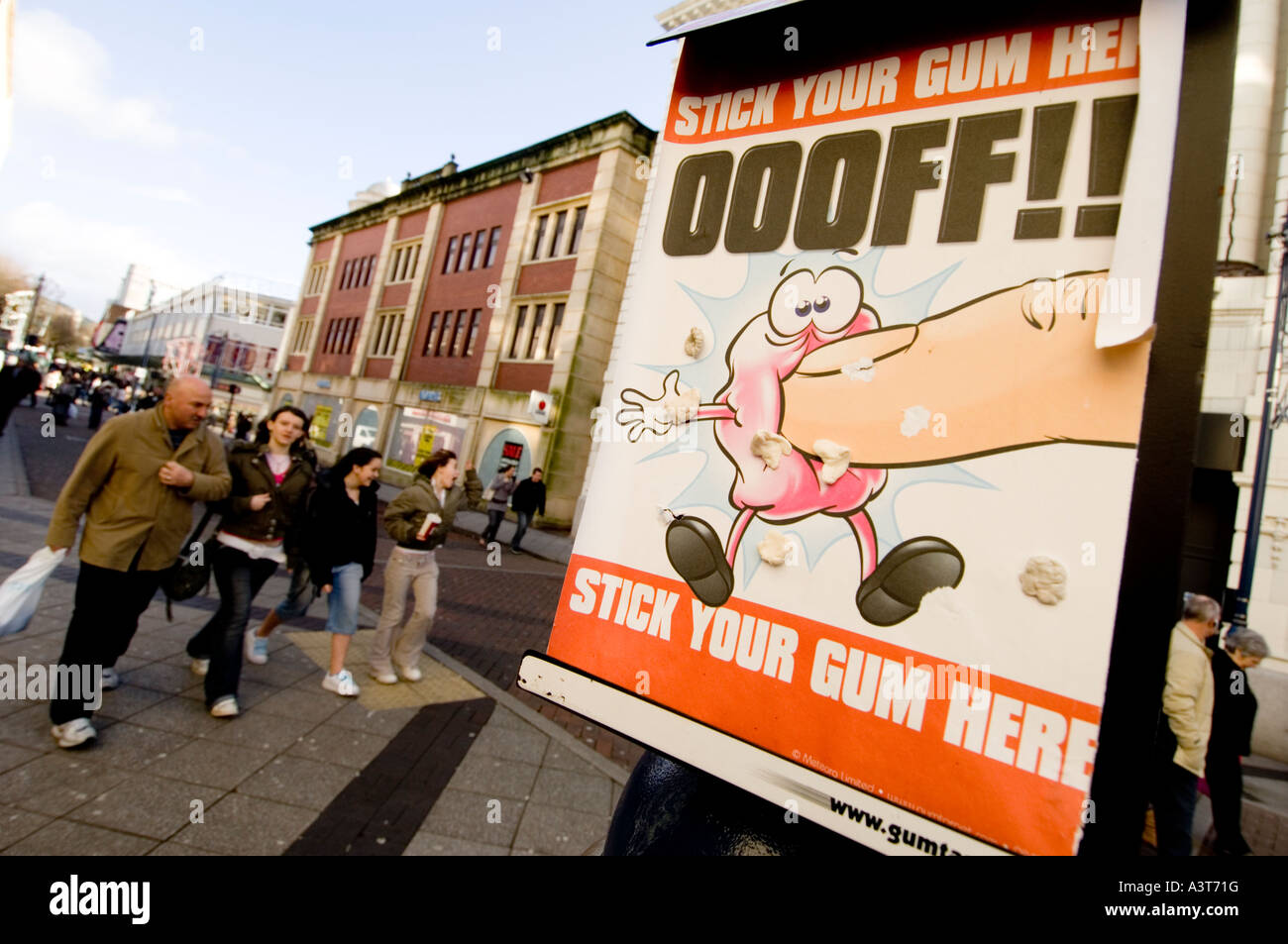 OOOFF!! stick your gum here poster in the street Swansea Abertawe West ...