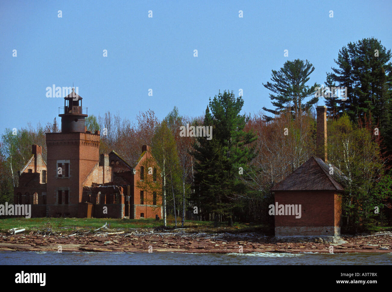 THE RUINS OF FOURTEEN MILE POINT LIGHTHOUSE ON LAKE SUPERIOR NEAR ...