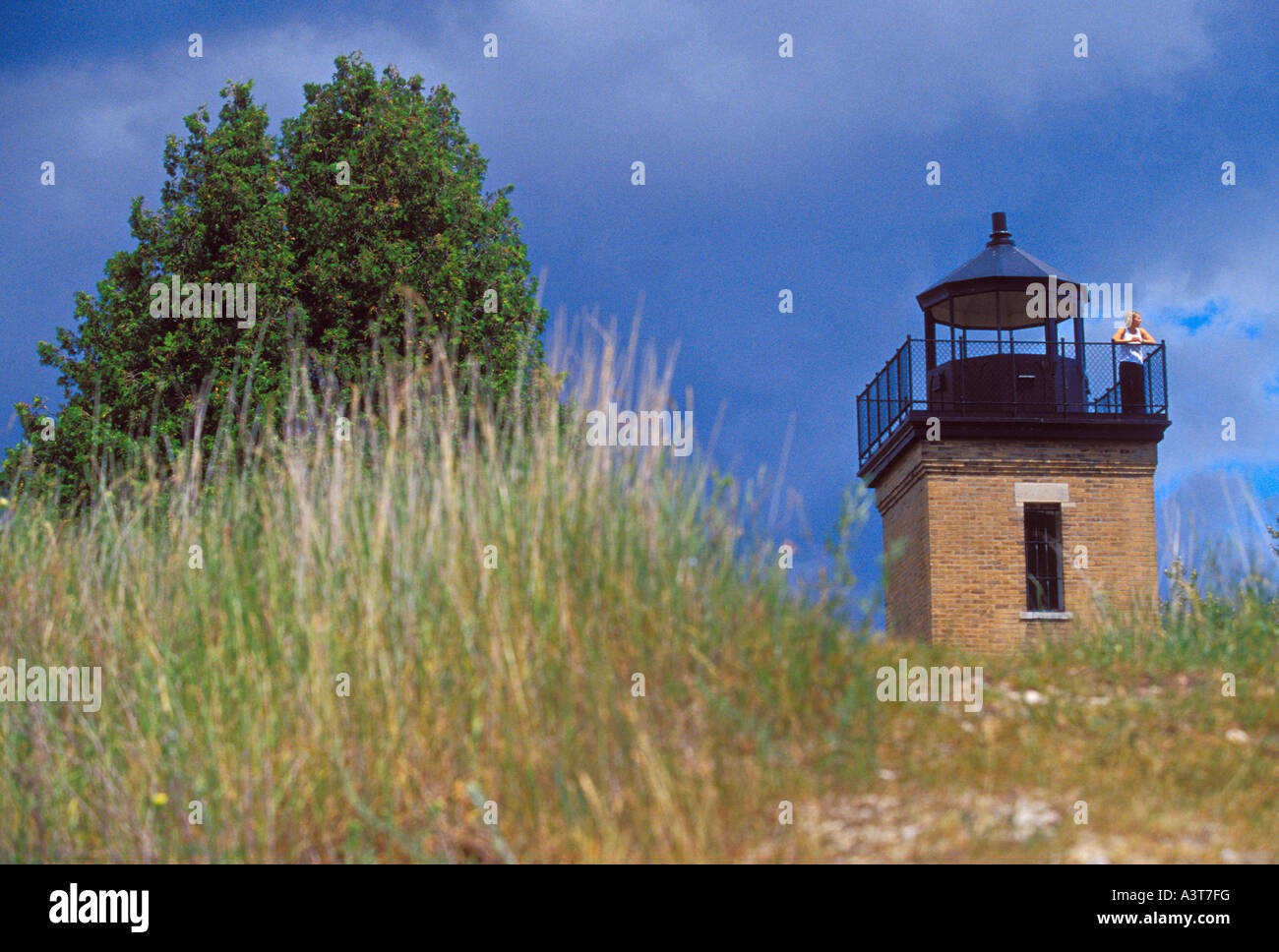 Point Peninsula Lighthouse, Lake Michigan, Stonington, Michigan Stock ...