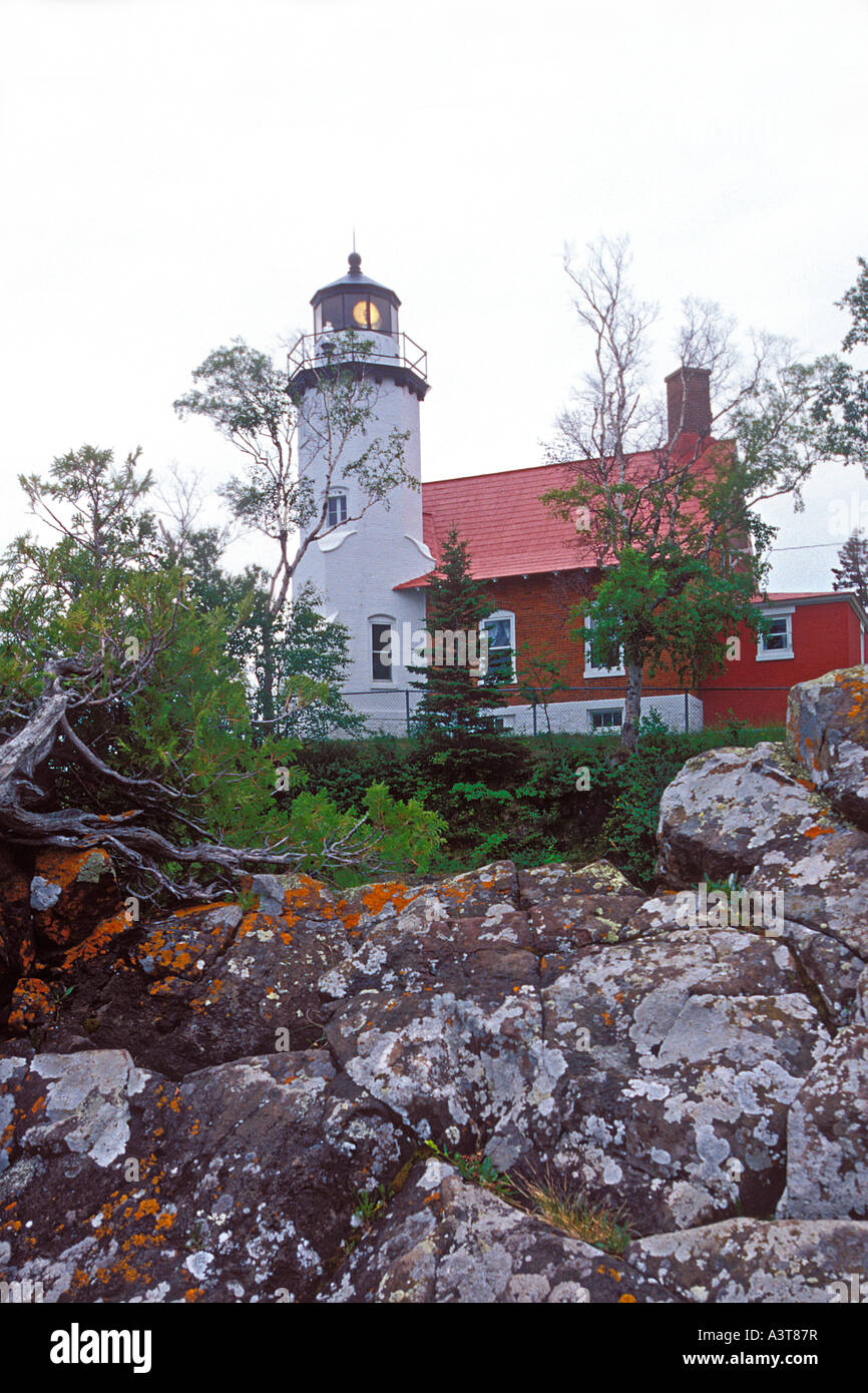 The Eagle Harbor Lighthouse in Eagle Harbor Michigan on Lake Superior ...