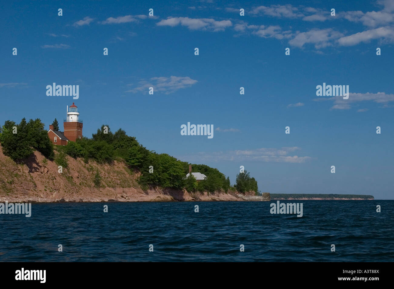 Big Bay Point Lighthouse on Lake Superior in Big Bay Michigan Stock ...