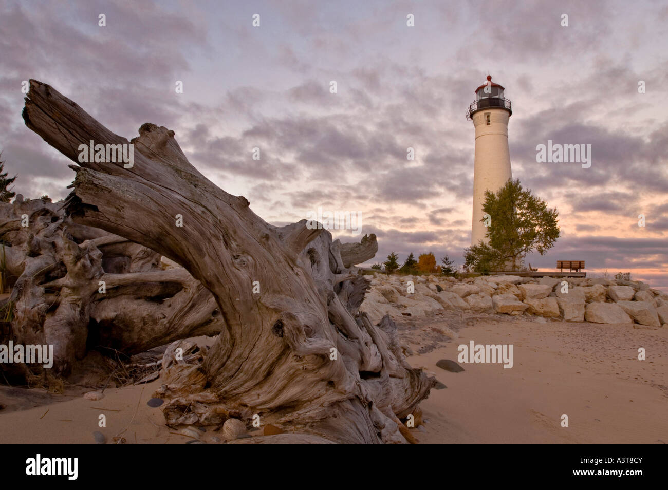 The Crisp Point Lighthouse at Crisp Point on Lake Superior near ...