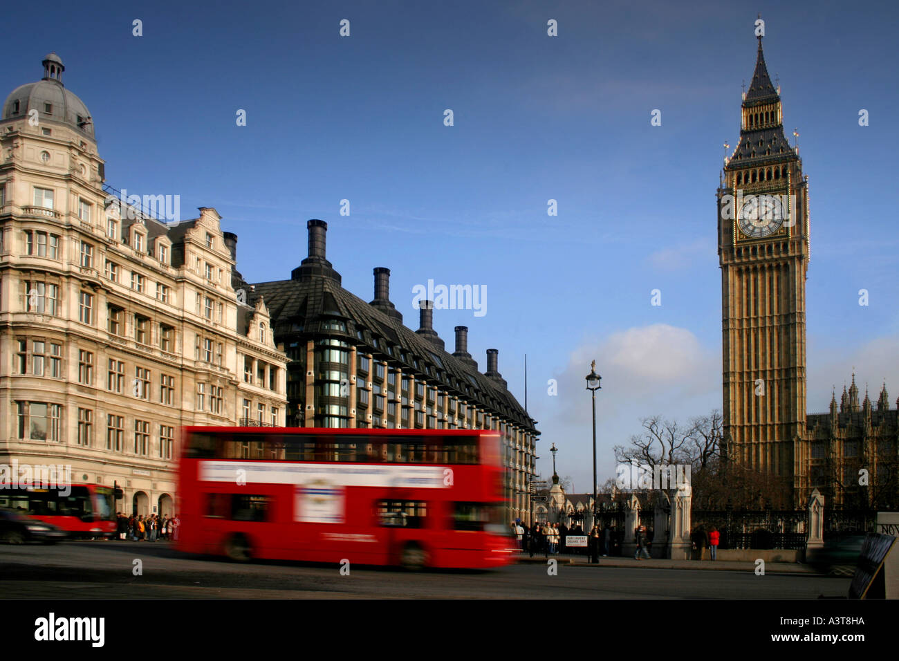 London Bus passing through Parliament Square London United Kingdom ...
