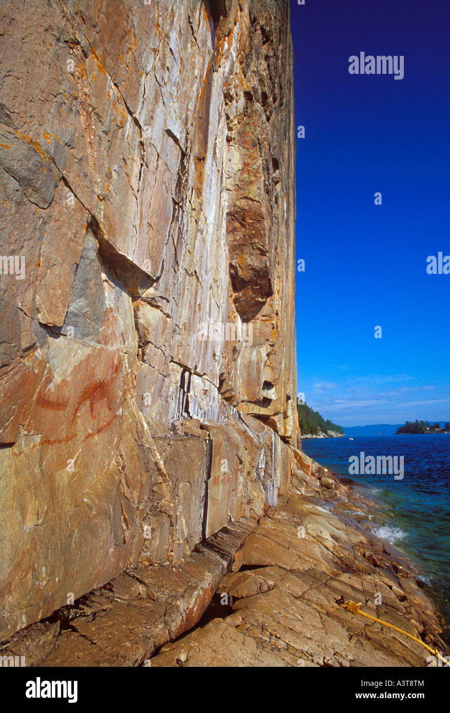 Agawa Rock pictographs, Lake Superior Provincial Park, Ontario, Canada ...