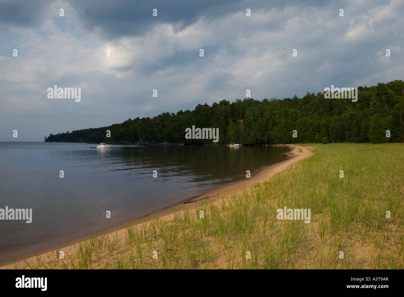 Sand beach at Trout Bay on Grand Island National Recreation Area in ...