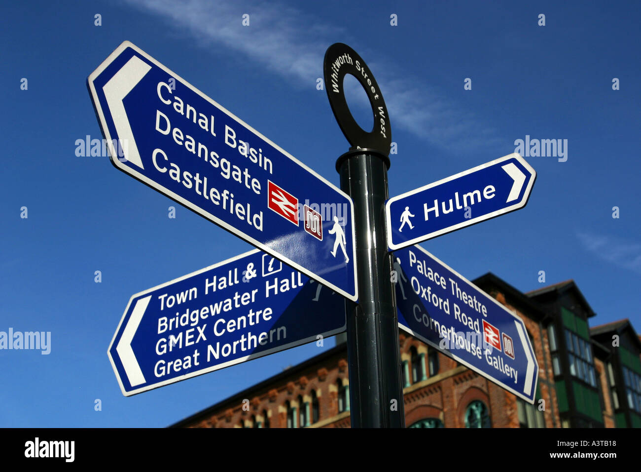 Street signpost Whitworth Street West Manchester UK Stock Photo - Alamy