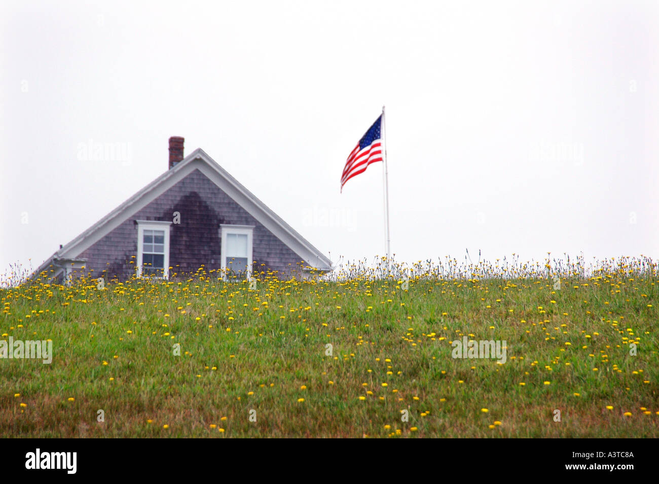 Holiday Vacation A beach cottage house with american flag block island ...