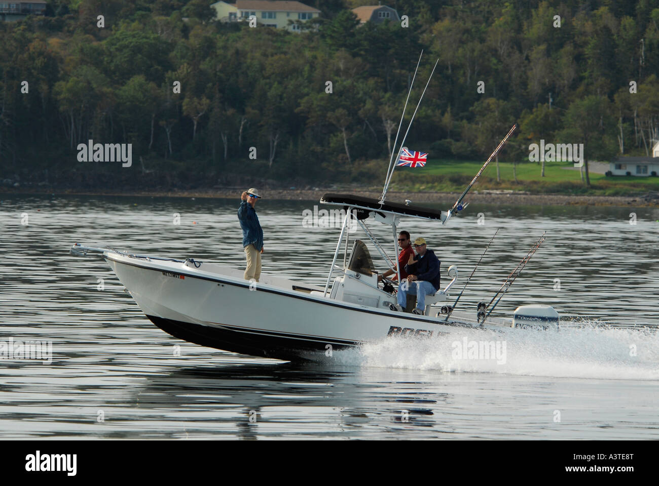 Rockland harbor Motor boat crusing Stock Photo - Alamy