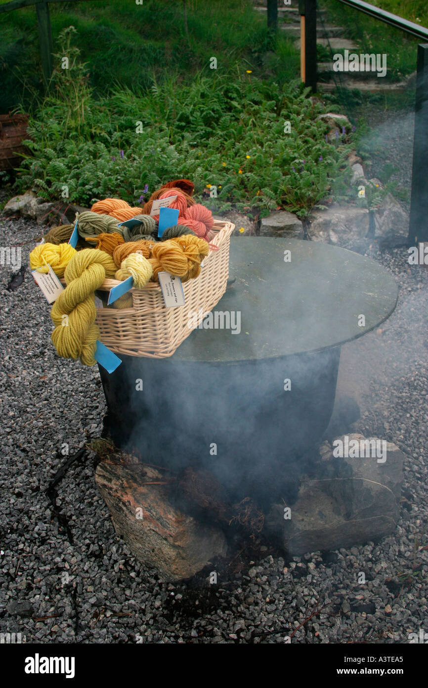 Traditional wool dyeing Soay Studio West Tarbert Harris The Hebrides ...
