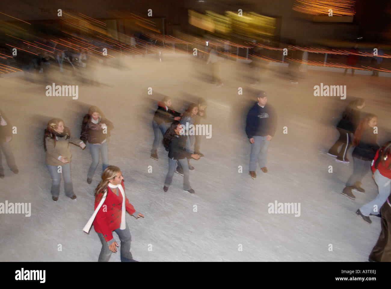 Christmas In New York Rockefeller Plaza Ice Skating Stock Photo Alamy