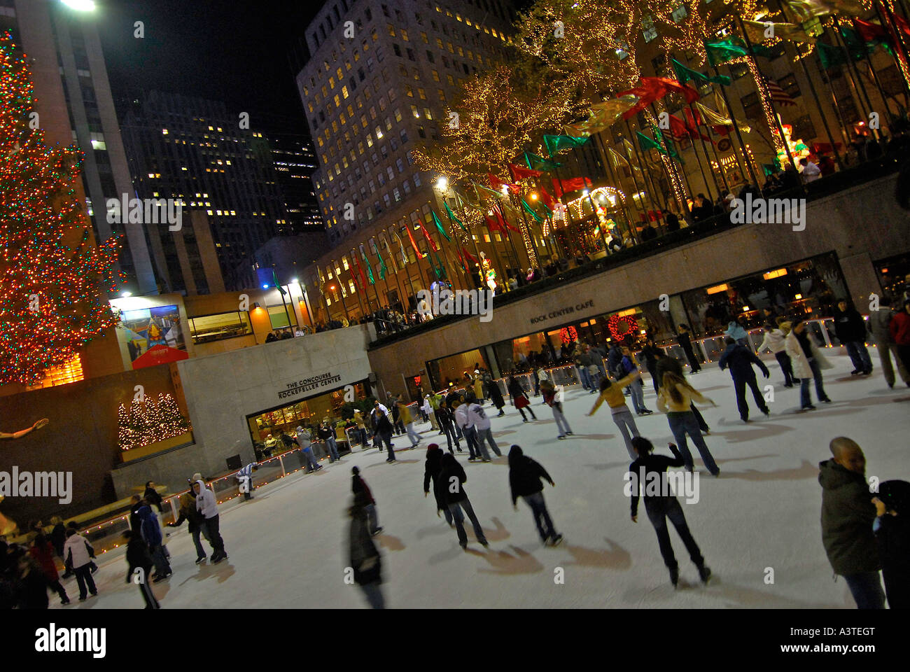 Christmas In New York Rockefeller Plaza Ice Skating Stock Photo Alamy