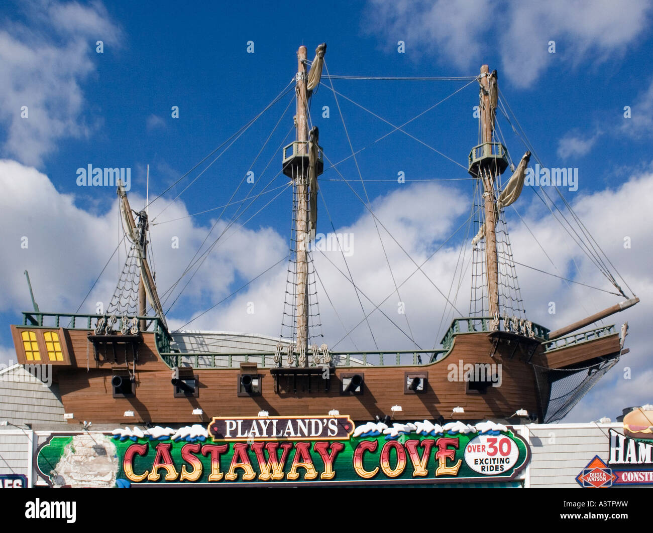Pirate Ship on a building on the boardwalk in Ocean City Maryland Stock ...
