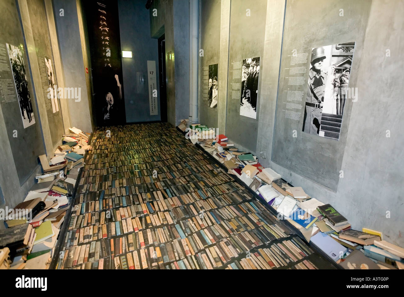A way made of books reminding of the Nazi book burning, exhibition the ...