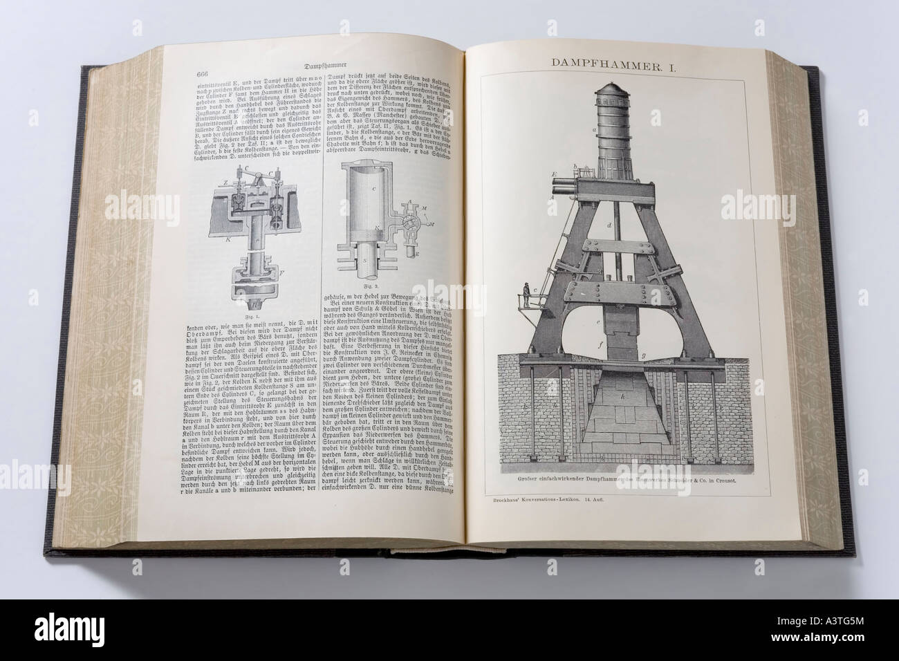 Picture of an historic steam hammer, german encyclopedia from 1904 ...