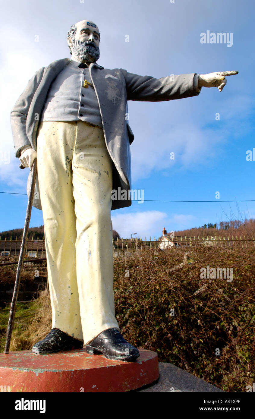 Statue of coal owner Archibald Hood at Llwnypia Rhondda Valley South ...