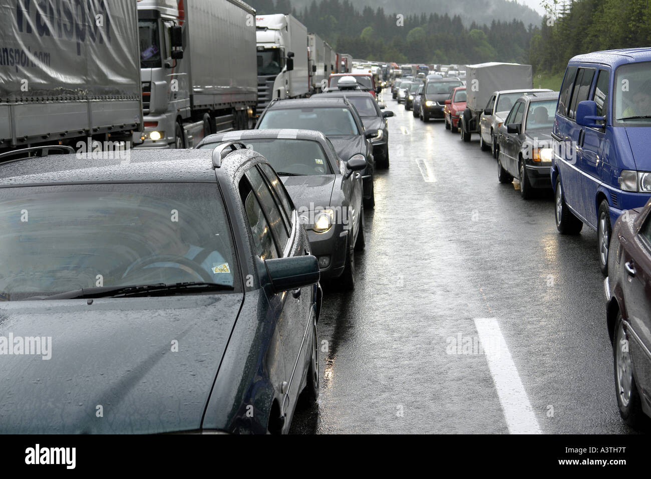 Traffic jam on a highway Stock Photo - Alamy
