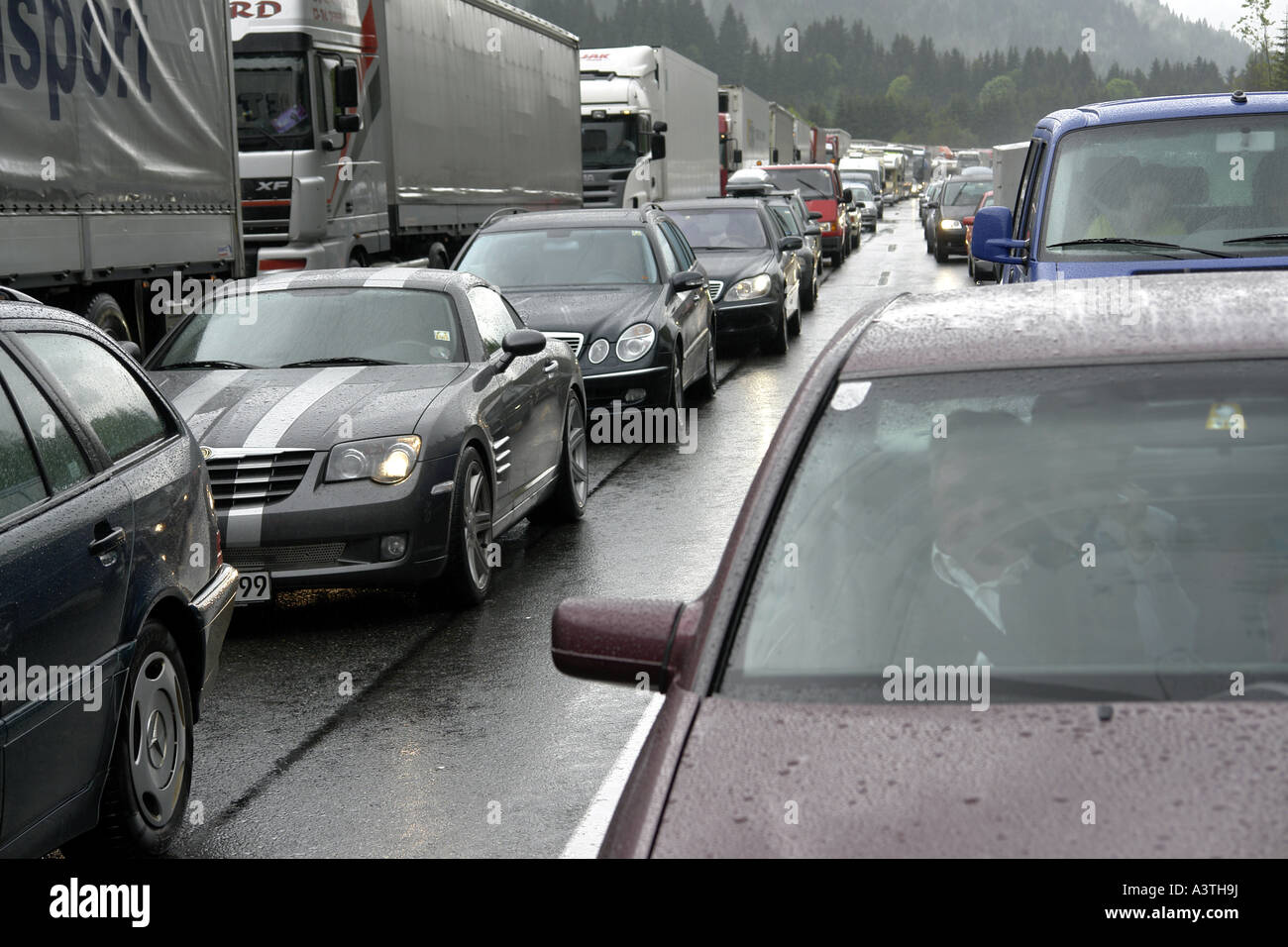 Traffic jam on a highway Stock Photo - Alamy