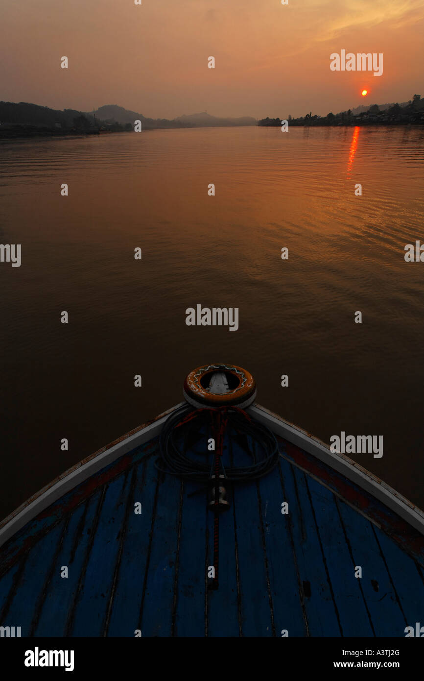 Sunrise above river Sungai Mahakam, East-Kalimantan, Borneo, Indonesia ...