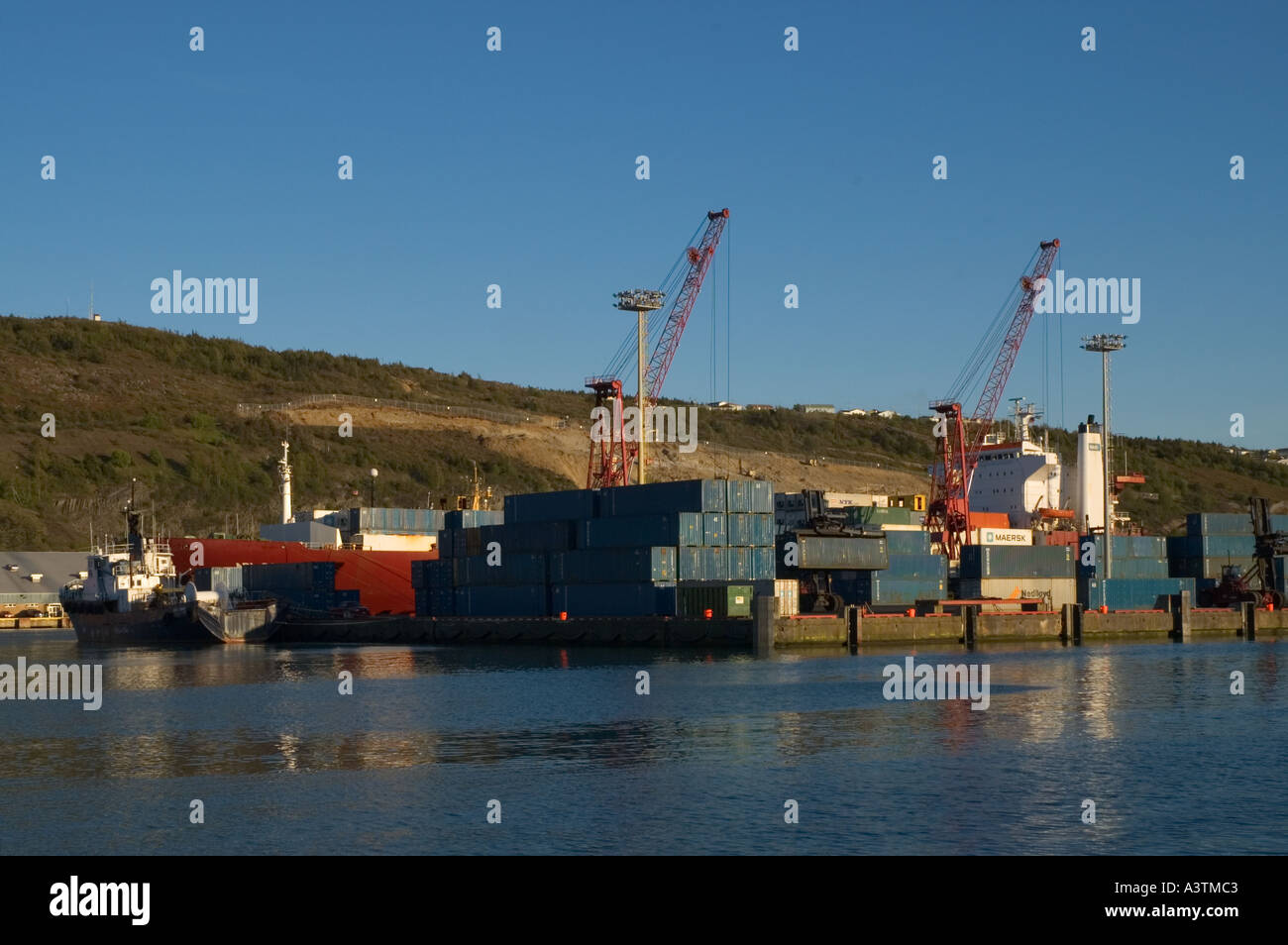 Canada Newfoundland St John s harbour container ship port Stock Photo ...
