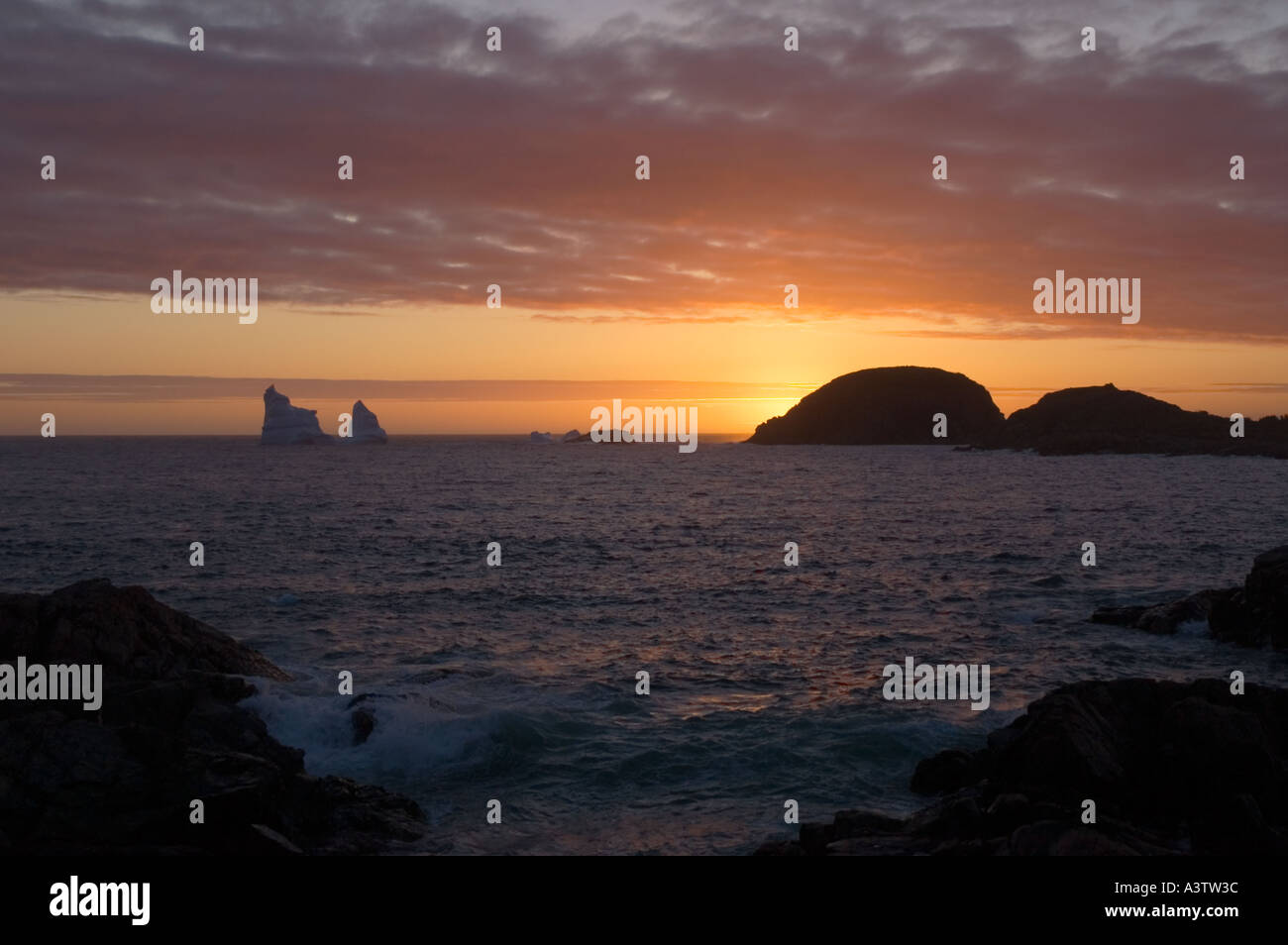 Canada Newfoundland Twillingate iceberg off Little Harbour at sunrise ...
