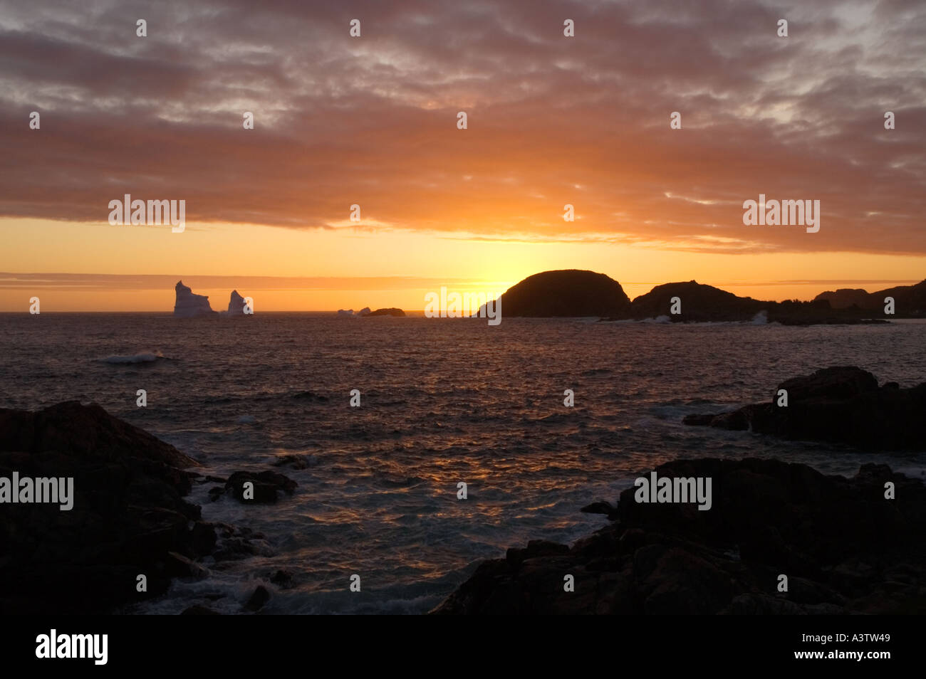Canada Newfoundland Twillingate iceberg off Little Harbour at sunrise ...