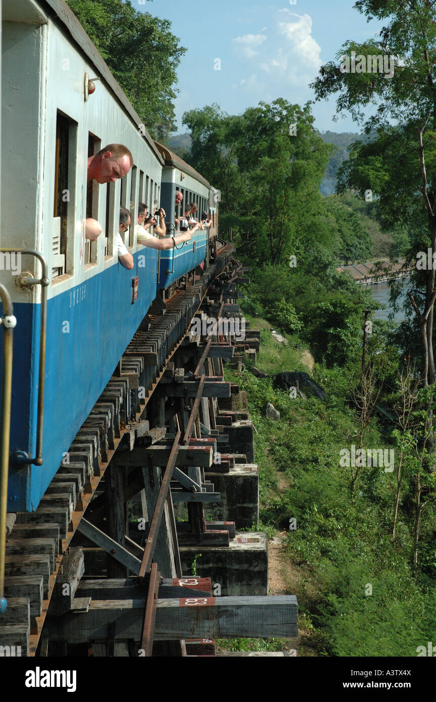 Riding the train on part of the 'death railway', near Kanchanaburi ...