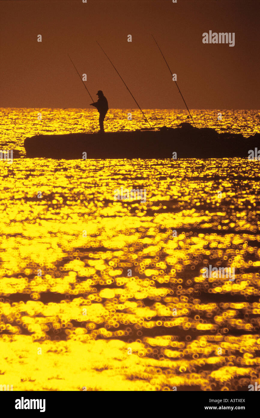 Fishing in Cunit Costa Dorada Tarragona Catalonia Spain Stock Photo - Alamy