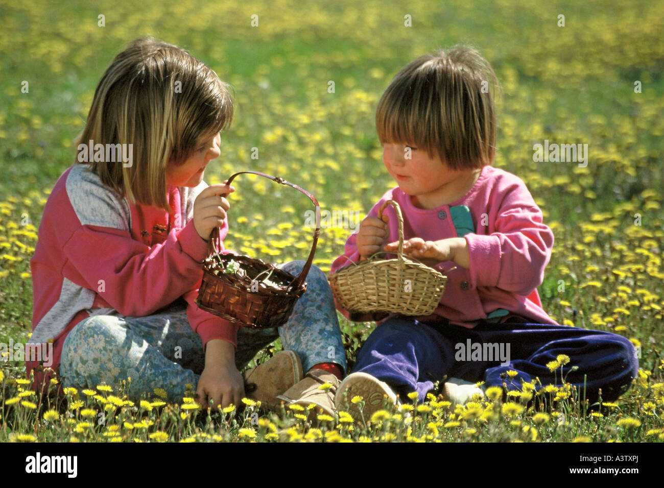 Two little girls in country Stock Photo - Alamy