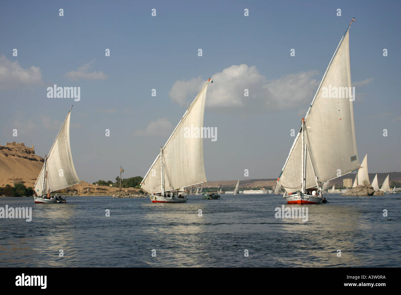Feluccas on Nile, Aswan, Egypt Stock Photo - Alamy