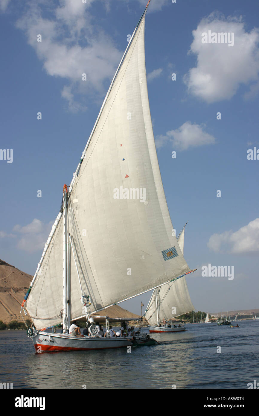 Feluccas on Nile, Aswan, Egypt Stock Photo - Alamy