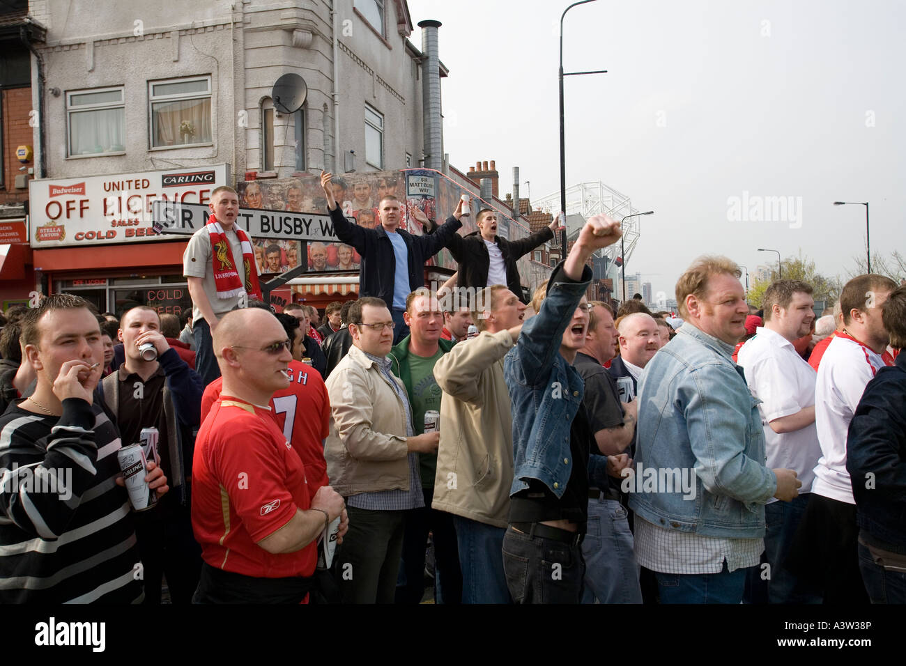 Crowds outside Old Trafford Stadium in Manchester England before, after ...