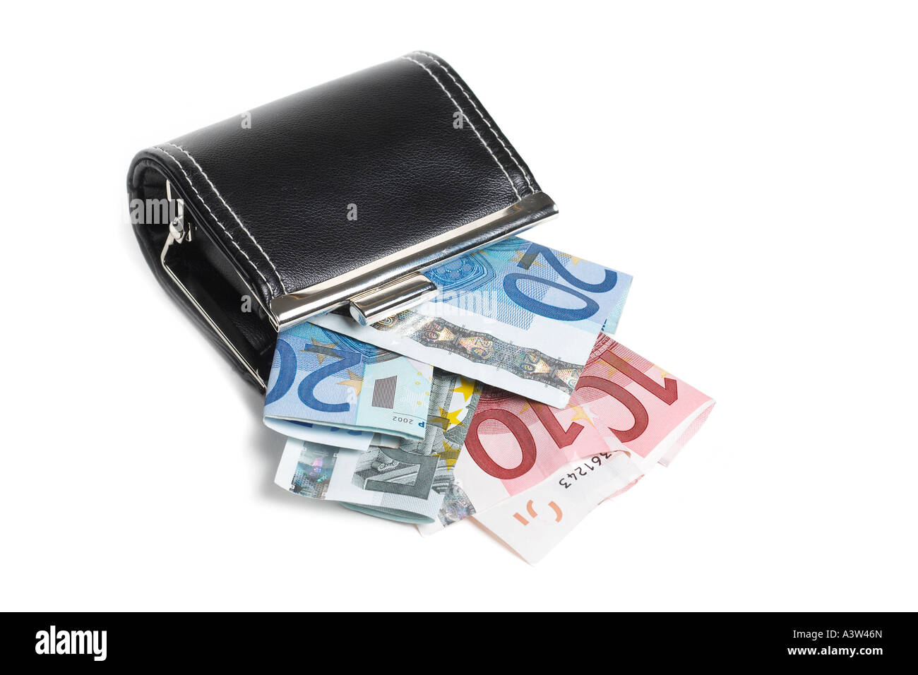 Purse overflowing with Euros Stock Photo - Alamy