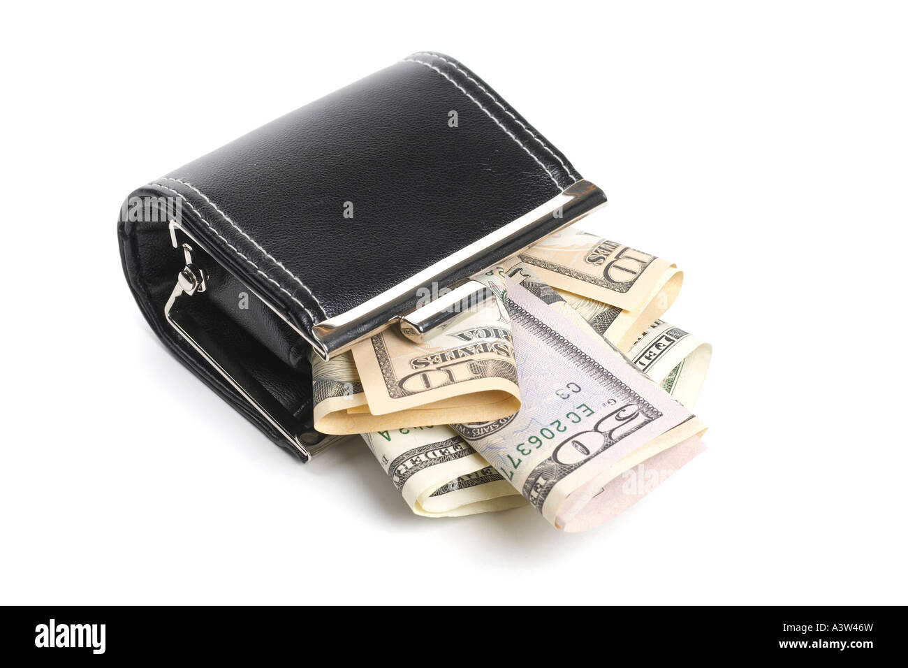 Purse overflowing with US dollars Stock Photo - Alamy