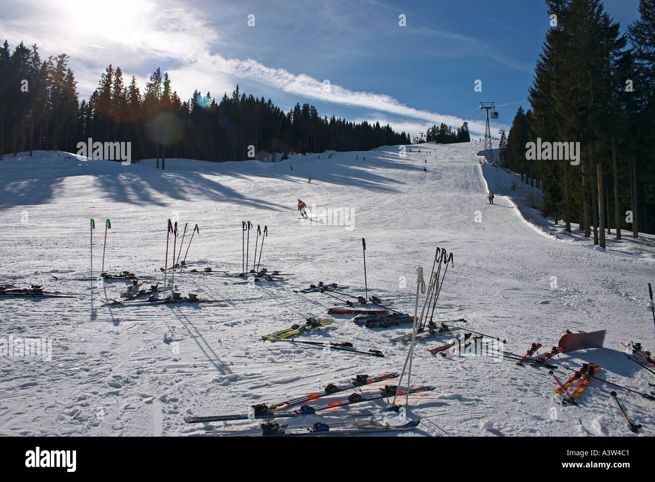 skis in front of ski hut Stock Photo - Alamy