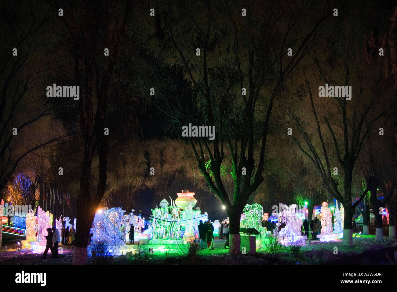 Wide shot of Harbin ice festival at night, china Stock Photo - Alamy