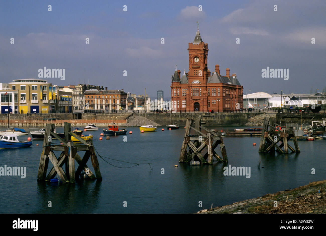 The Pierhead building and old timber railhead supports Cardiff Bay ...